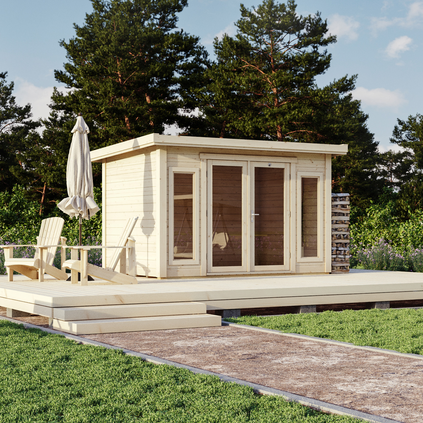 Lillevilla Pent Log Cabin 3.3m x 2.5m | The Greenhouse People